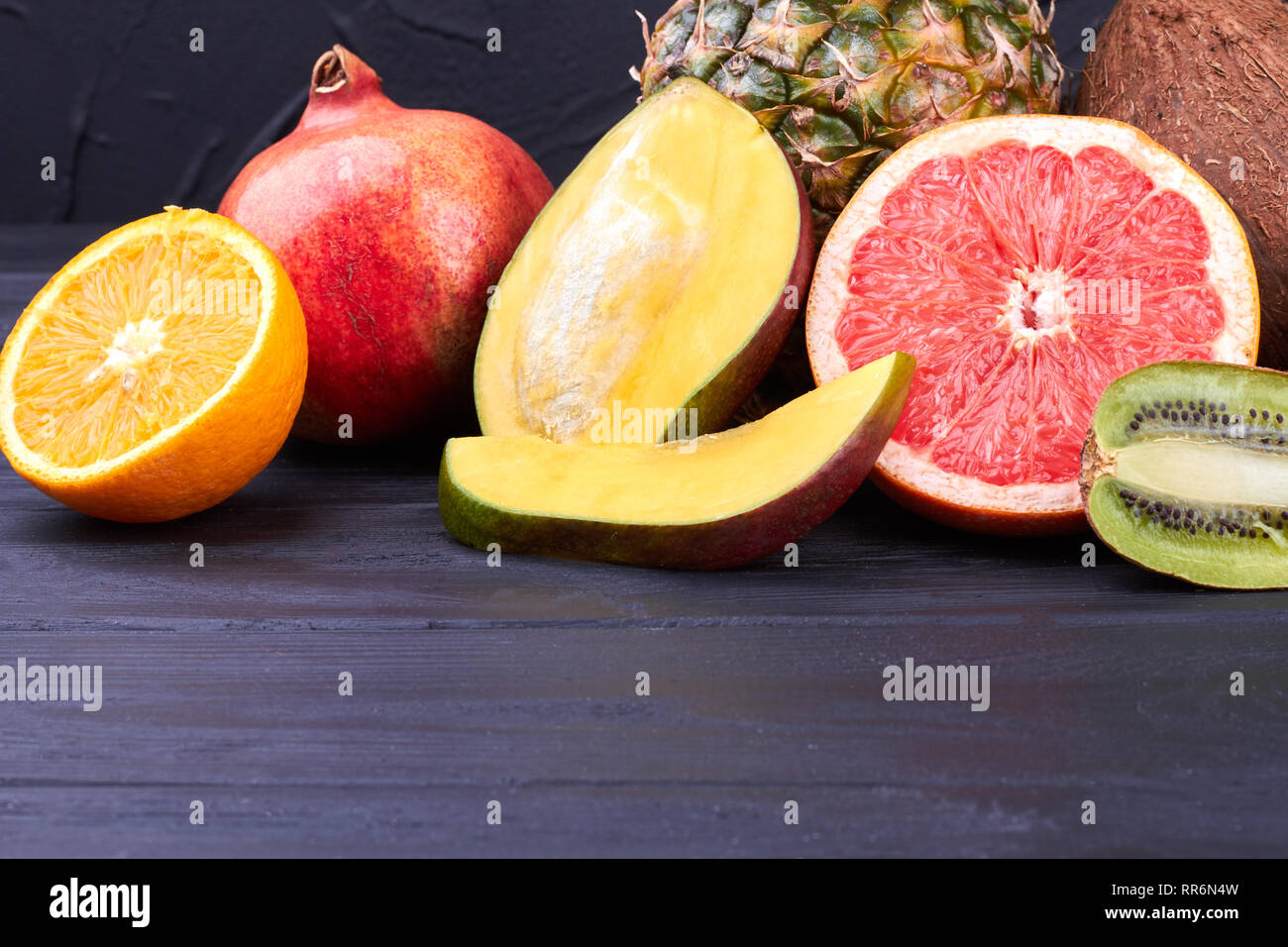 Composition from fresh juicy tropical fruits Stock Photo - Alamy