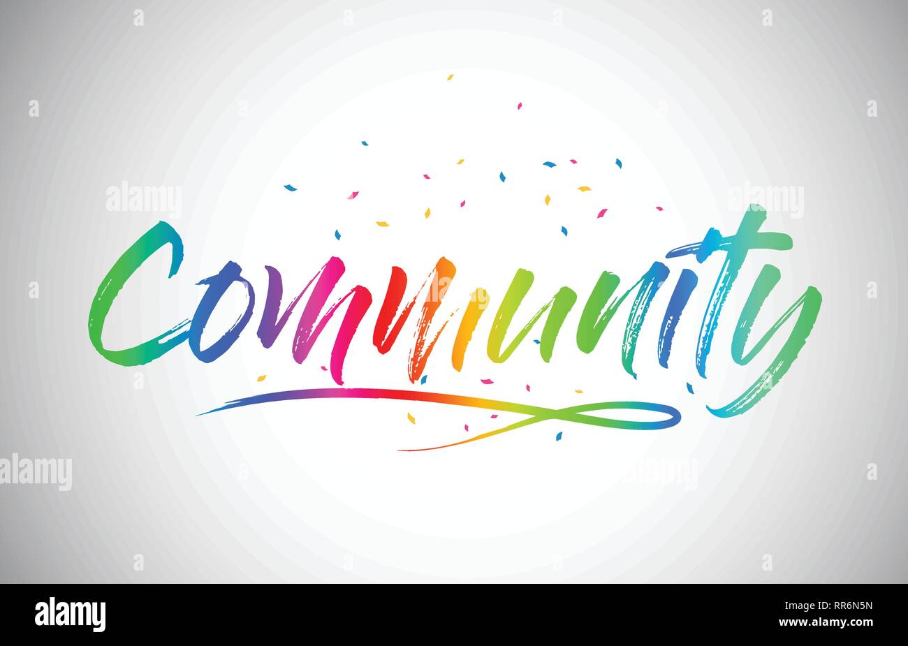 Community Creative Word Text with Handwritten Rainbow Vibrant Colors ...