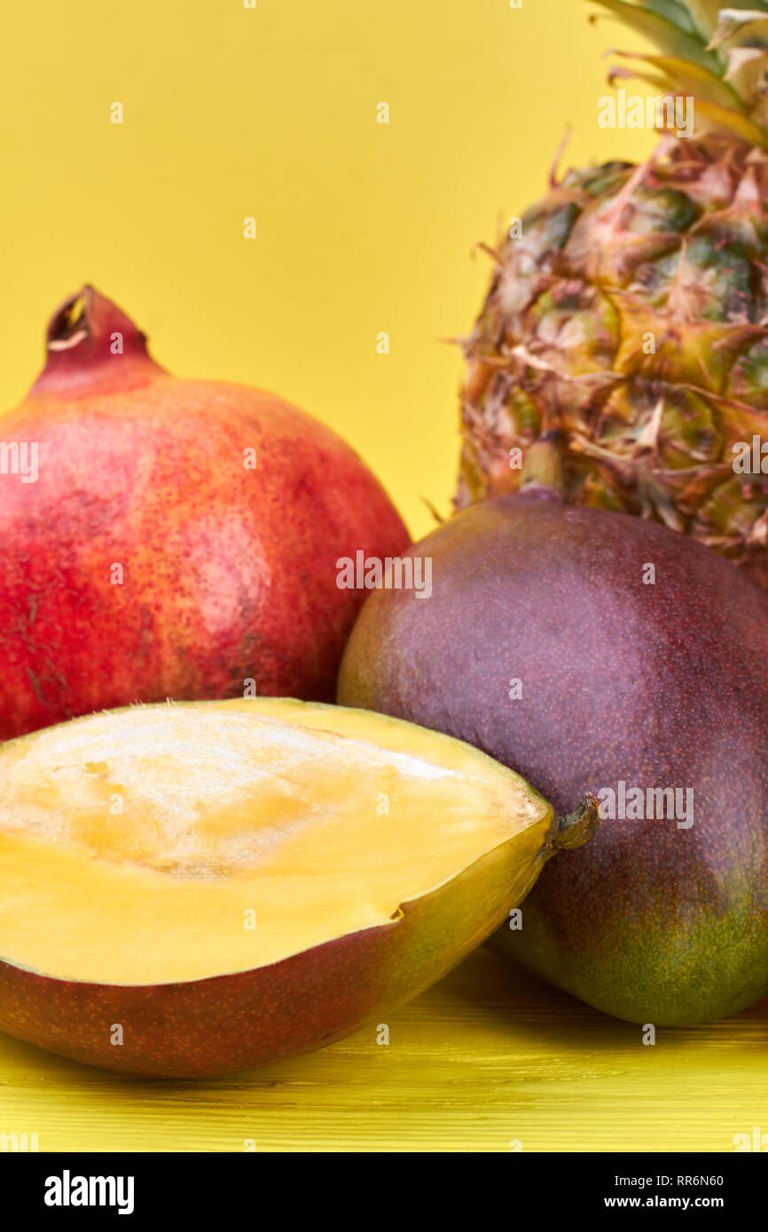 Ripe tropical fruits close up Stock Photo - Alamy