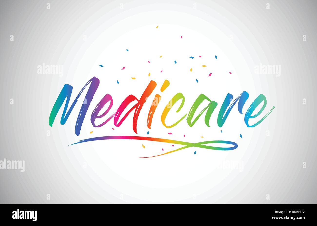 Medicare Creative Word Text with Handwritten Rainbow Vibrant Colors and ...