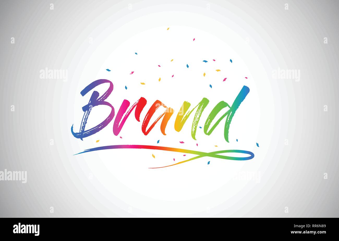 Brand Creative Word Text with Handwritten Rainbow Vibrant Colors and ...