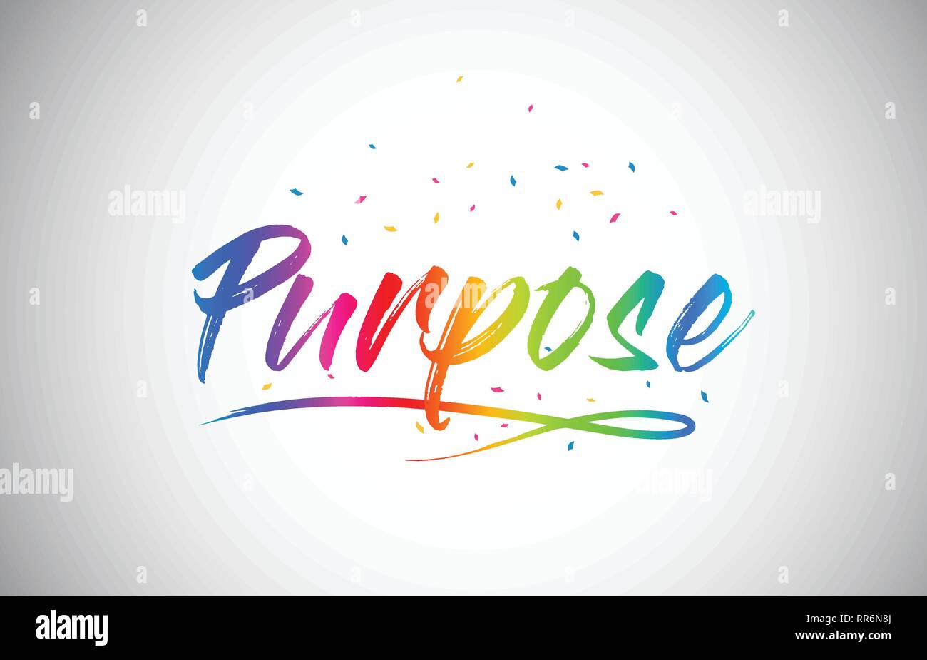 Purpose Creative Word Text with Handwritten Rainbow Vibrant Colors and ...
