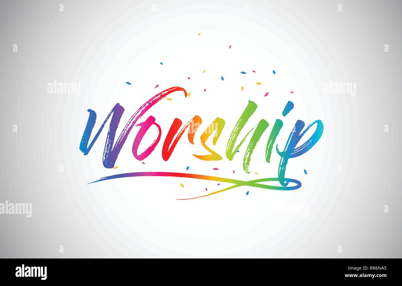 Worship Creative Word Text with Handwritten Rainbow Vibrant Colors and ...