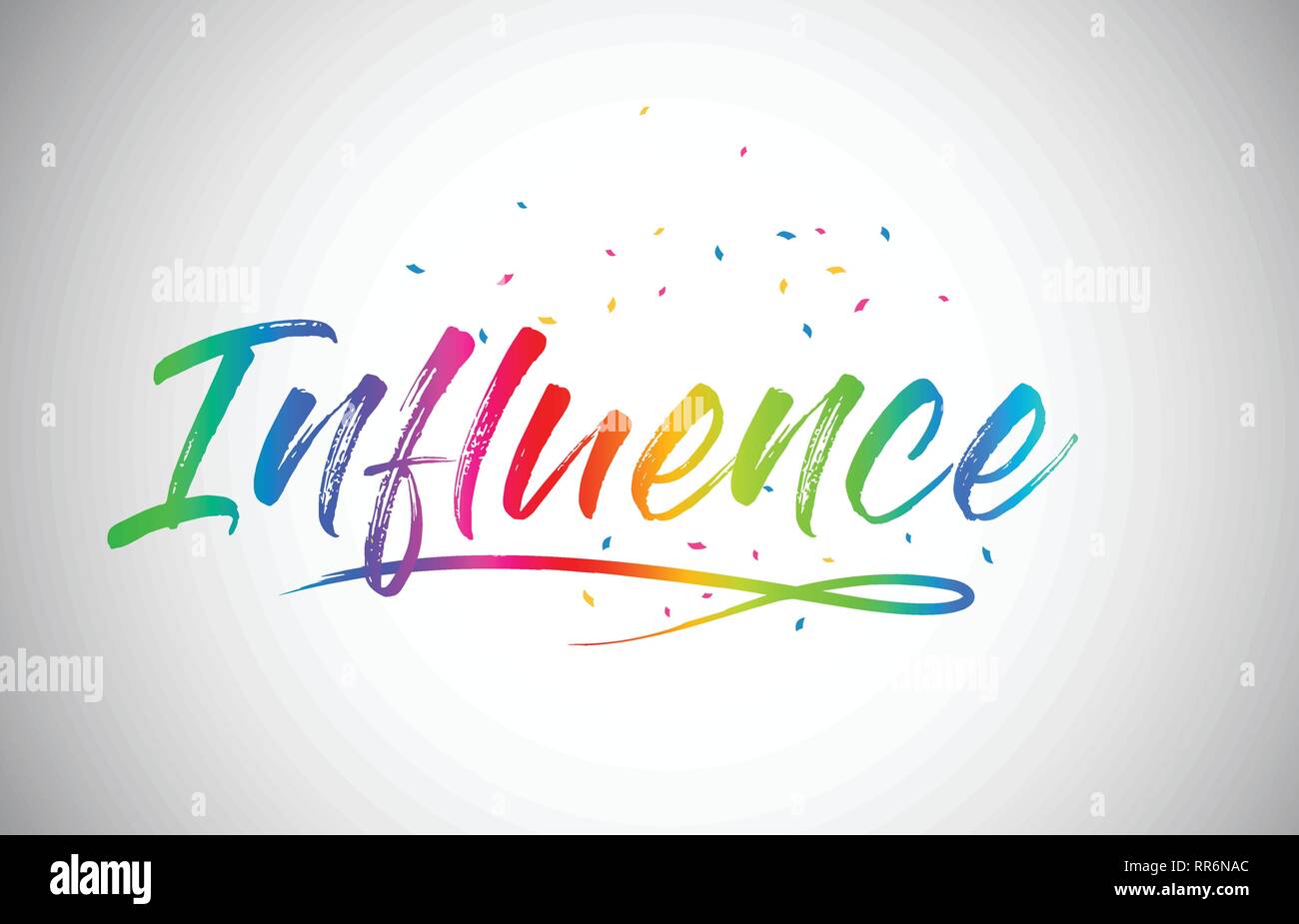 Influence Creative Word Text with Handwritten Rainbow Vibrant Colors ...