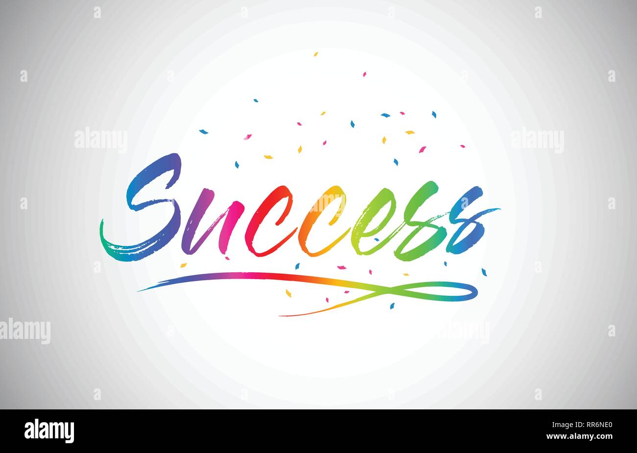 Success Creative Word Text with Handwritten Rainbow Vibrant Colors and ...