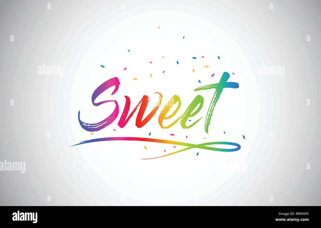 Sweet Creative Word Text with Handwritten Rainbow Vibrant Colors and ...
