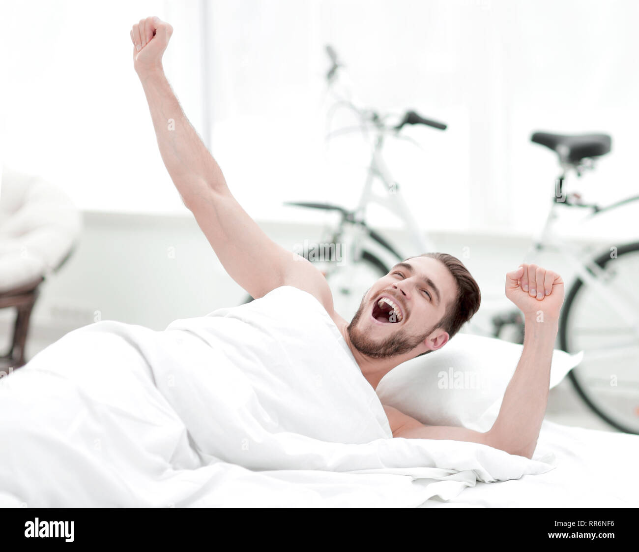business man waking up on Sunday morning Stock Photo - Alamy
