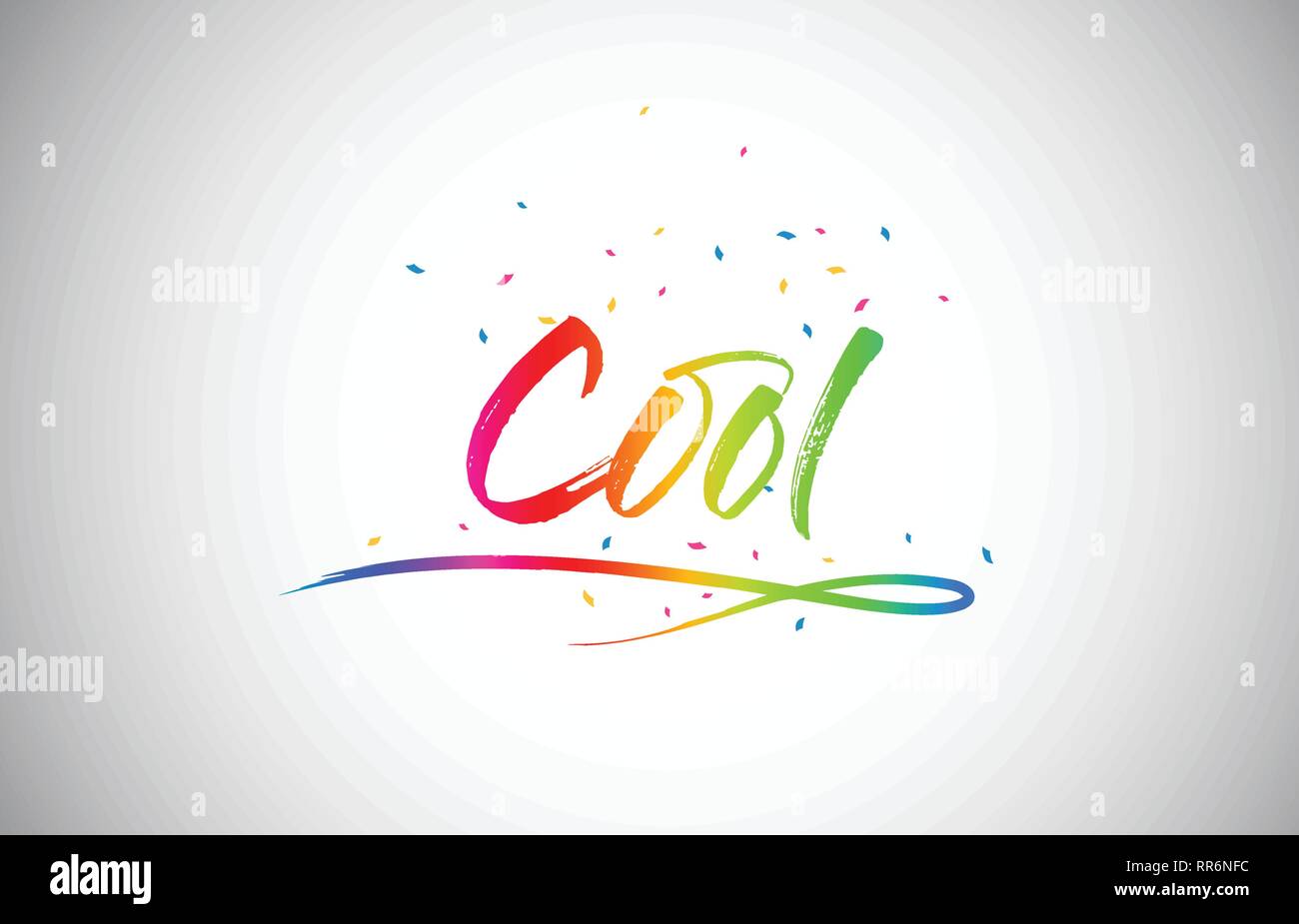 Cool Creative Word Text with Handwritten Rainbow Vibrant Colors and ...