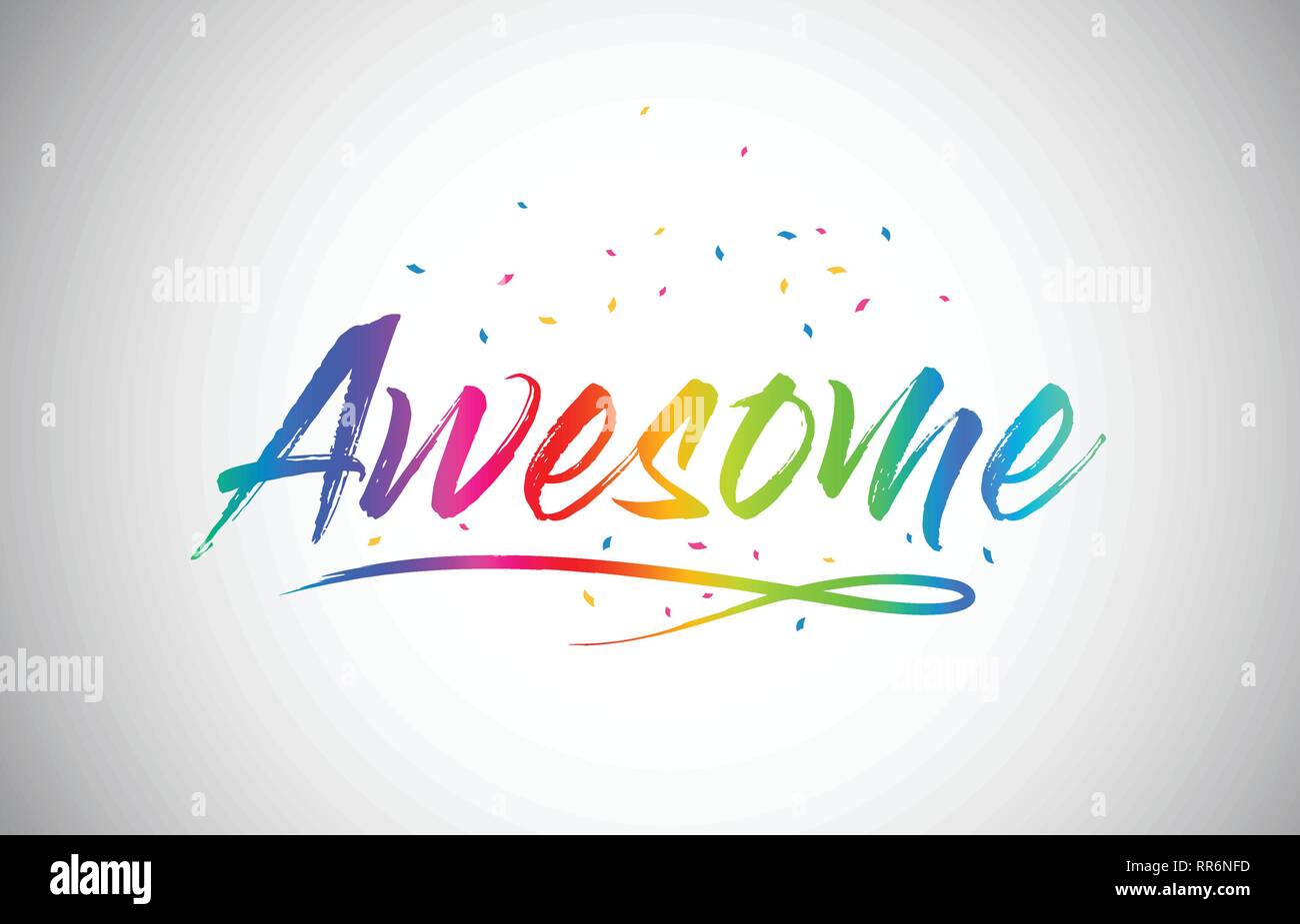 Awesome Creative Word Text with Handwritten Rainbow Vibrant Colors and ...