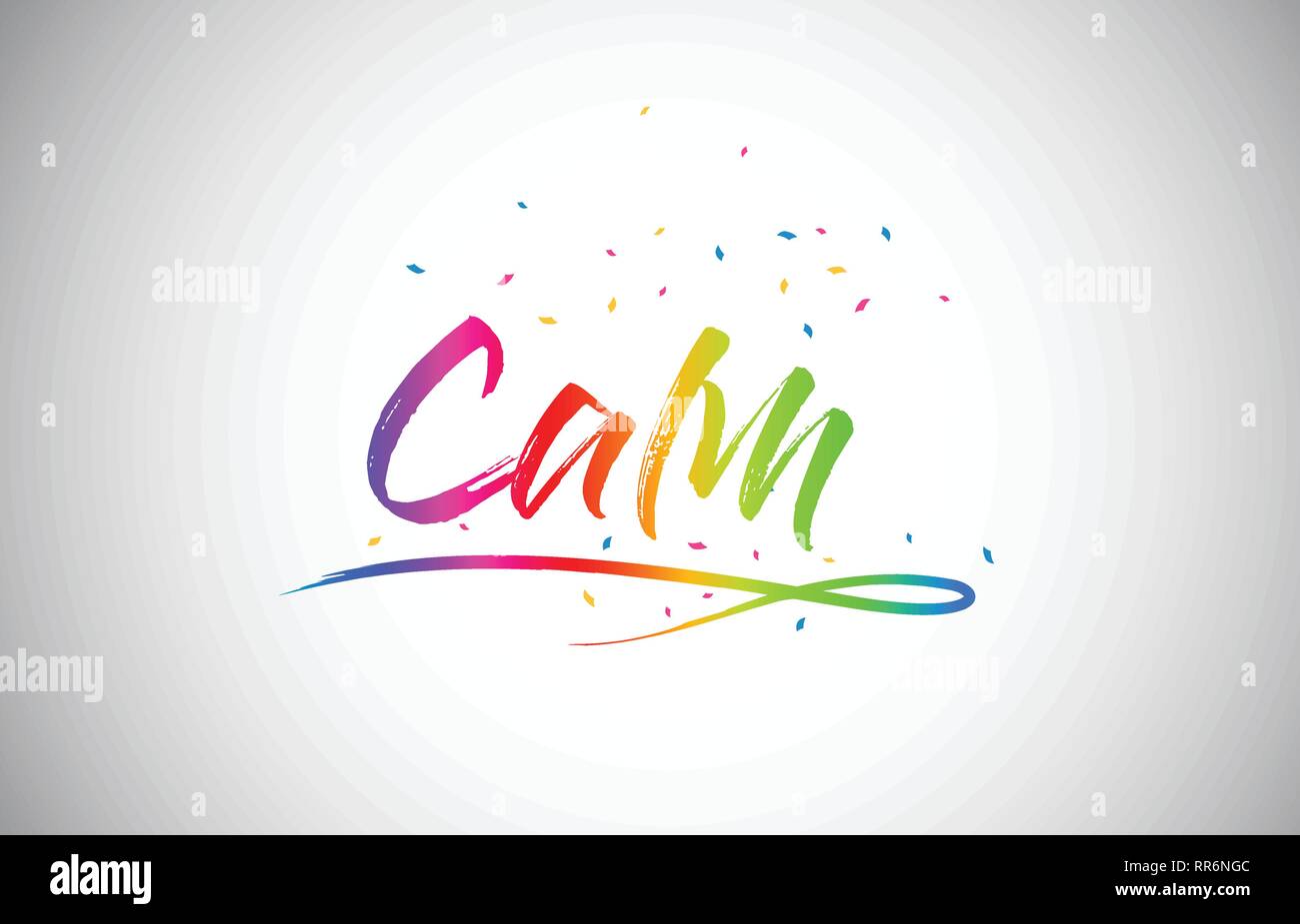 Calm Creative Word Text with Handwritten Rainbow Vibrant Colors and ...