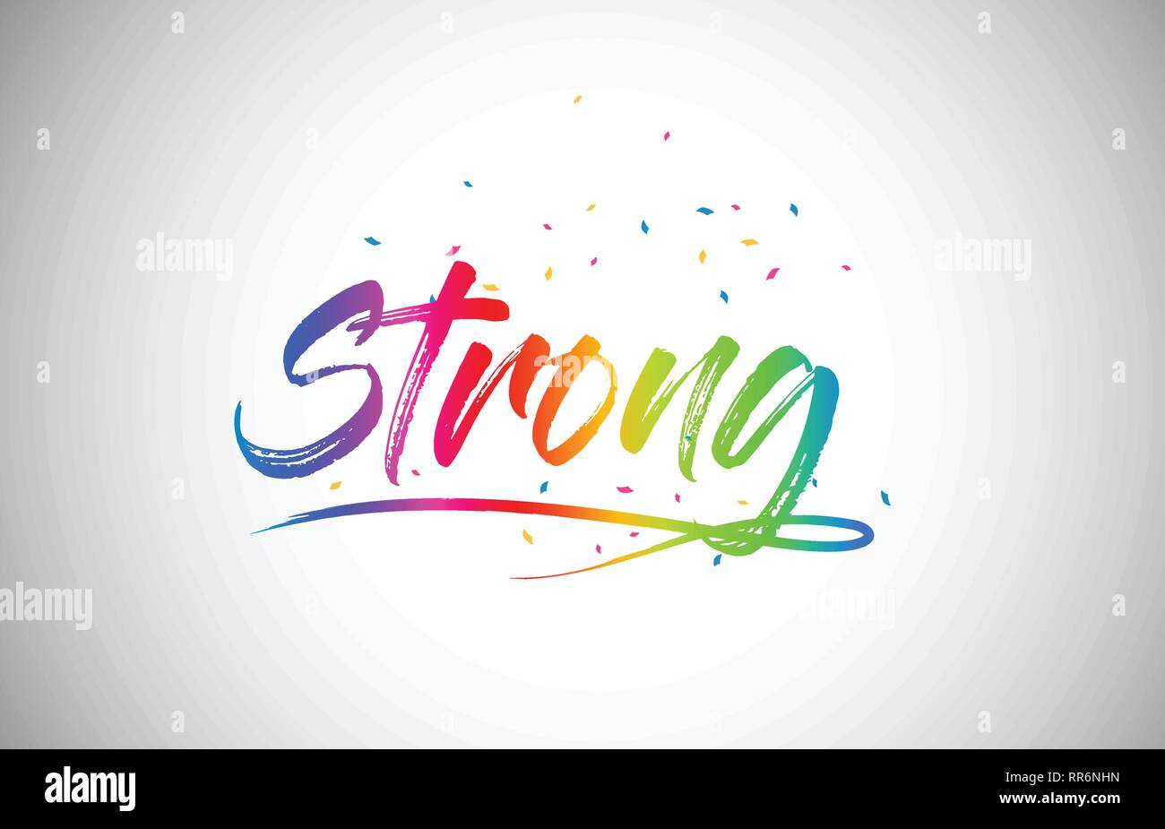 Strong Creative Word Text with Handwritten Rainbow Vibrant Colors and ...