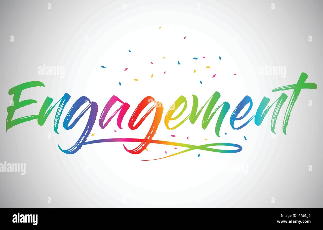 Engagement Creative Word Text with Handwritten Rainbow Vibrant Colors ...