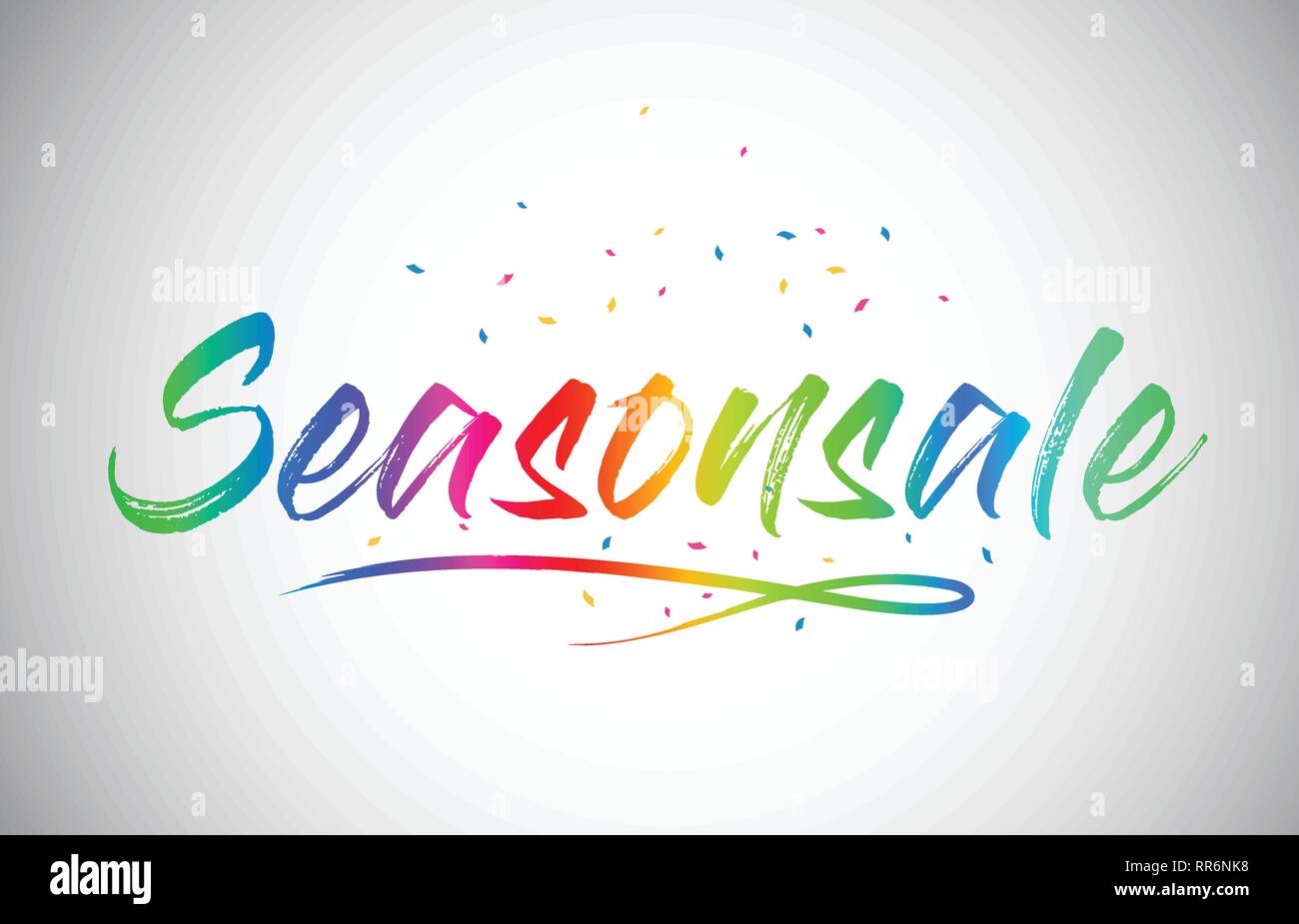 Seasonsale Creative Word Text with Handwritten Rainbow Vibrant Colors ...