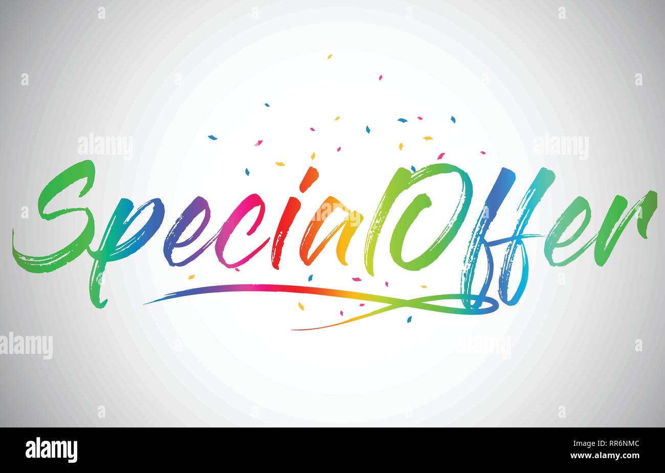 Specialoffer Creative Word Text with Handwritten Rainbow Vibrant Colors ...