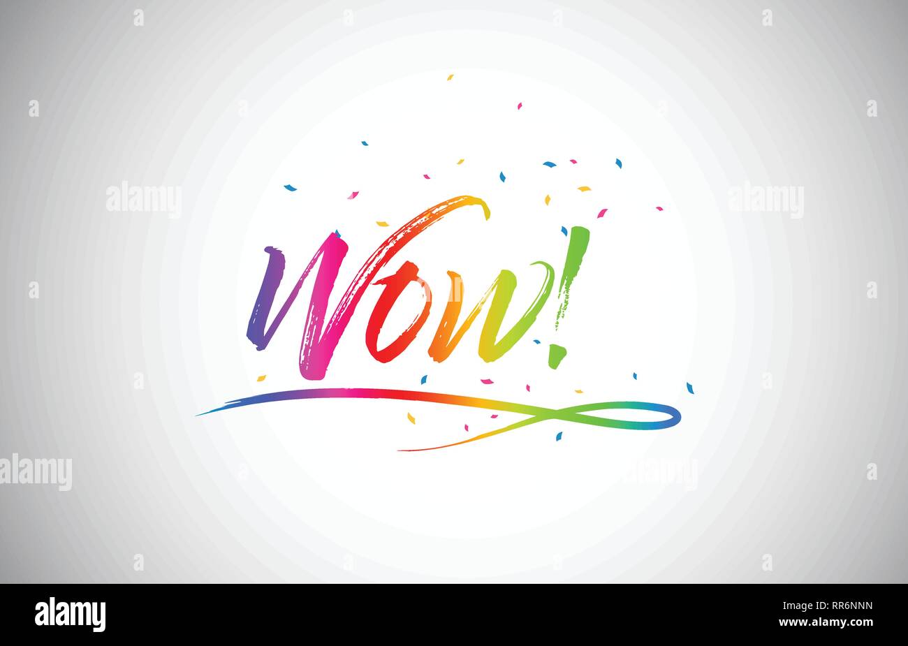 Wow! Creative Word Text with Handwritten Rainbow Vibrant Colors and ...