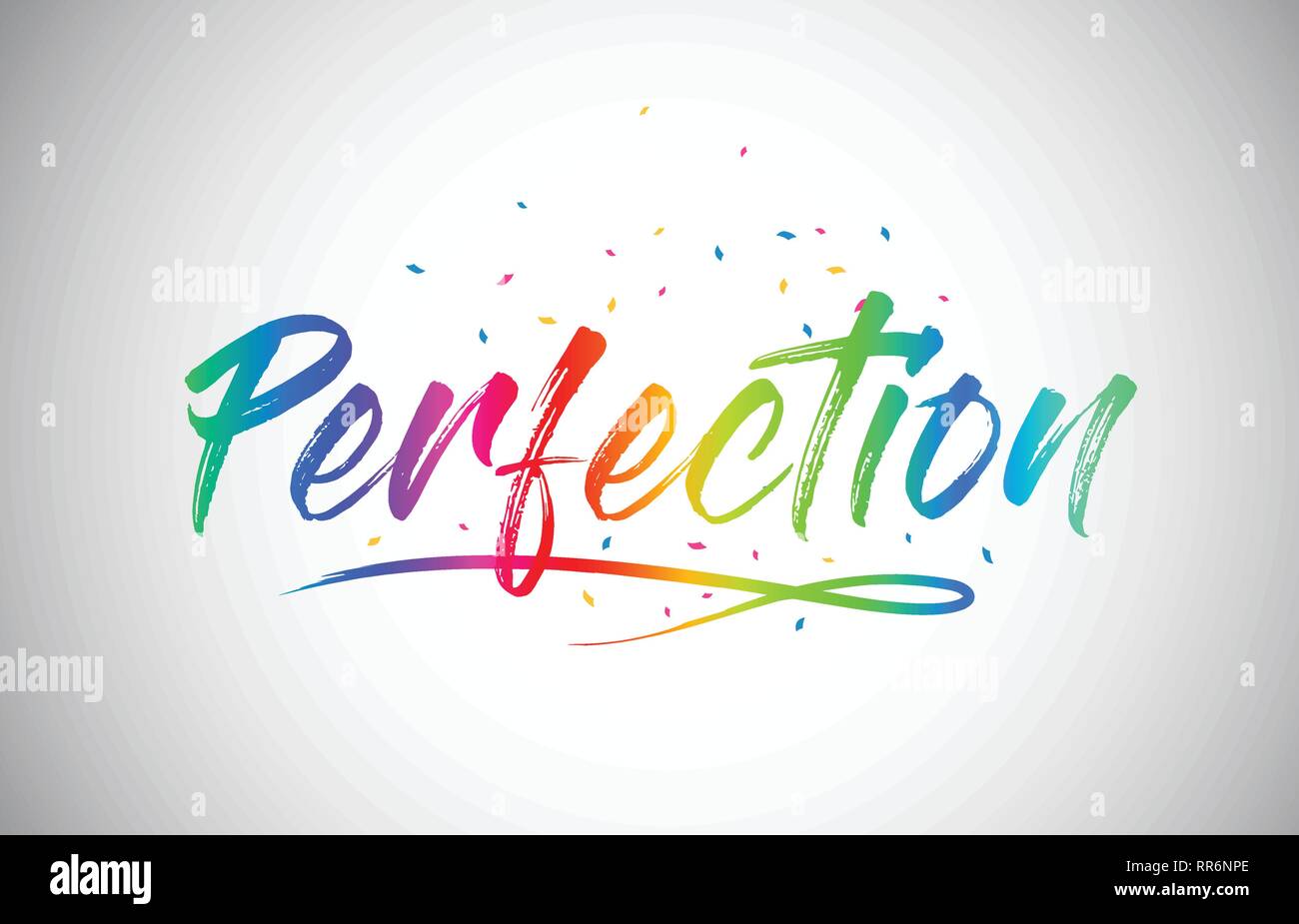 Perfection Creative Word Text with Handwritten Rainbow Vibrant Colors ...