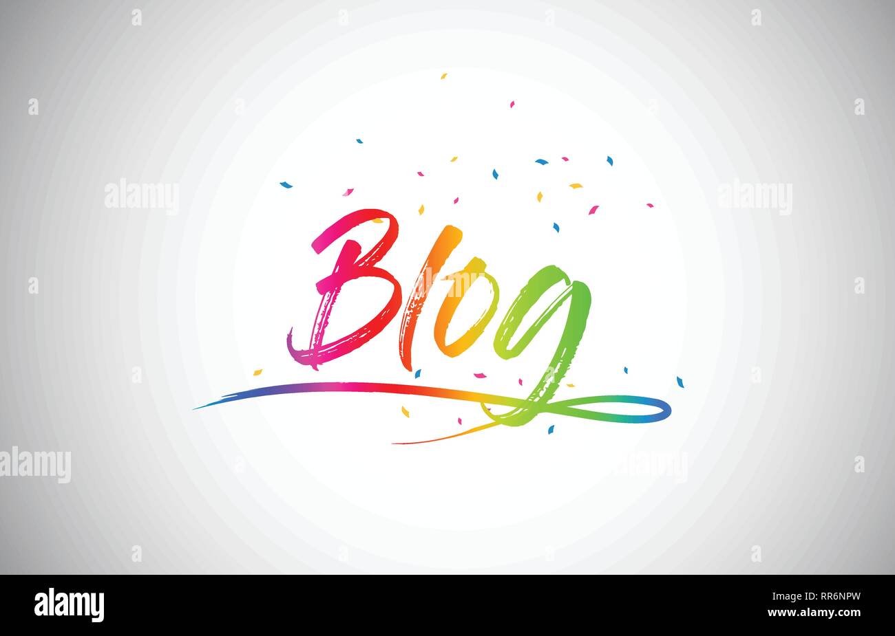 Blog Creative Word Text with Handwritten Rainbow Vibrant Colors and ...