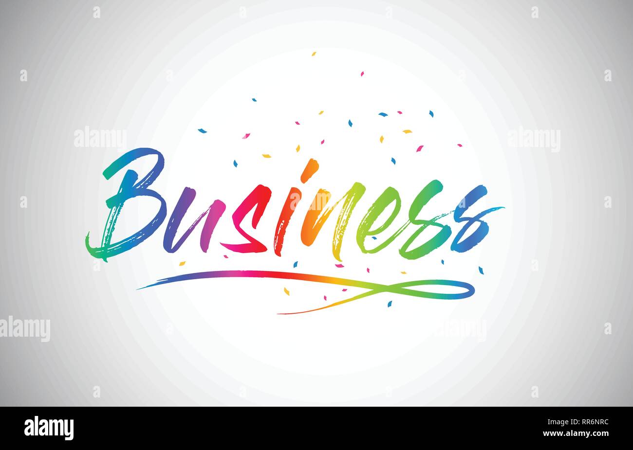Business Creative Word Text with Handwritten Rainbow Vibrant Colors and ...