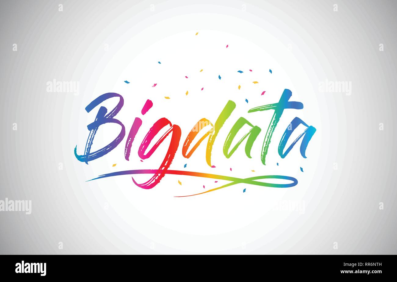 Bigdata Creative Word Text with Handwritten Rainbow Vibrant Colors and ...