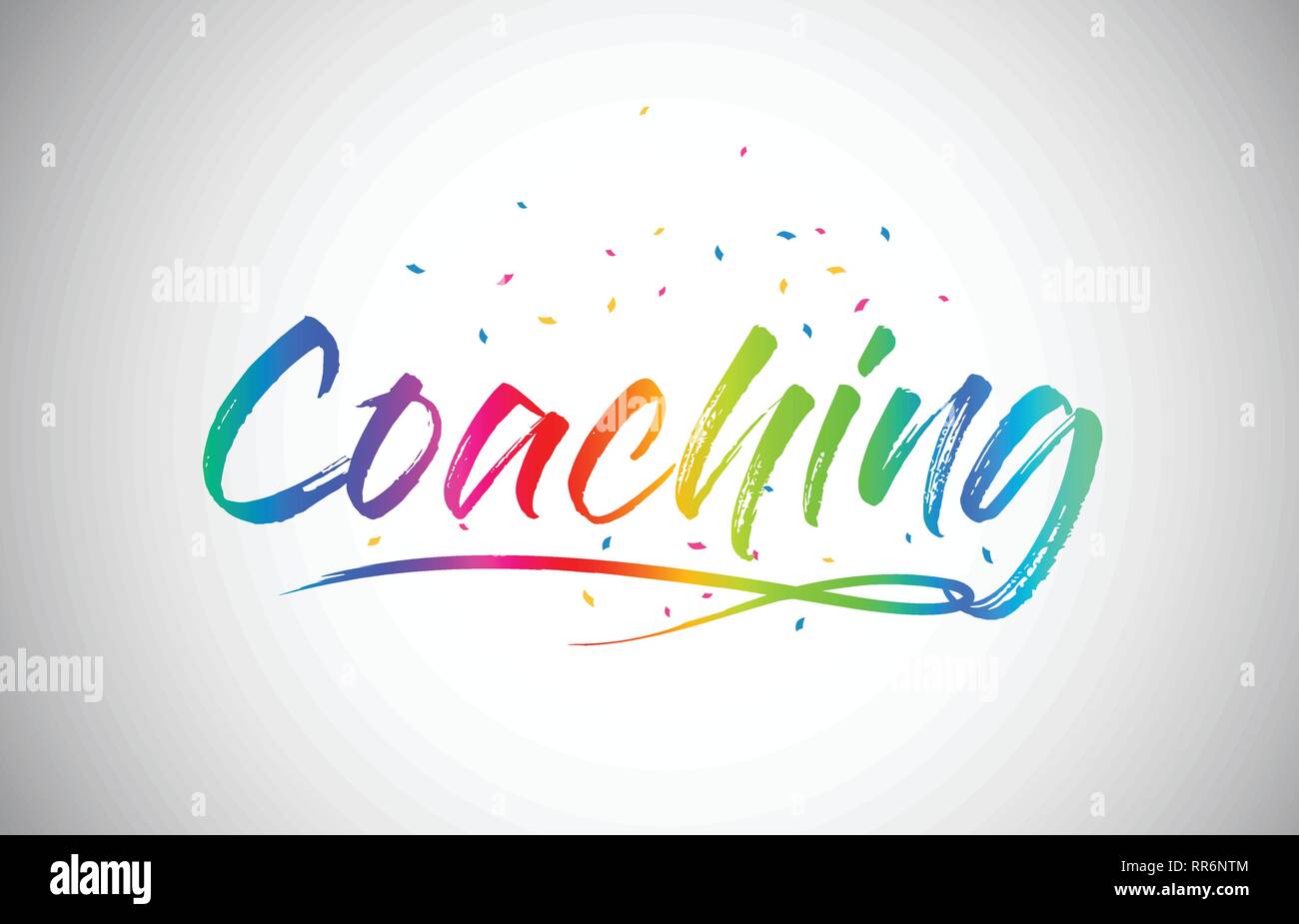 Coaching Creative Word Text with Handwritten Rainbow Vibrant Colors and ...