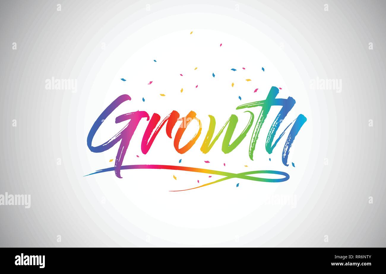 Growth Creative Word Text with Handwritten Rainbow Vibrant Colors and ...