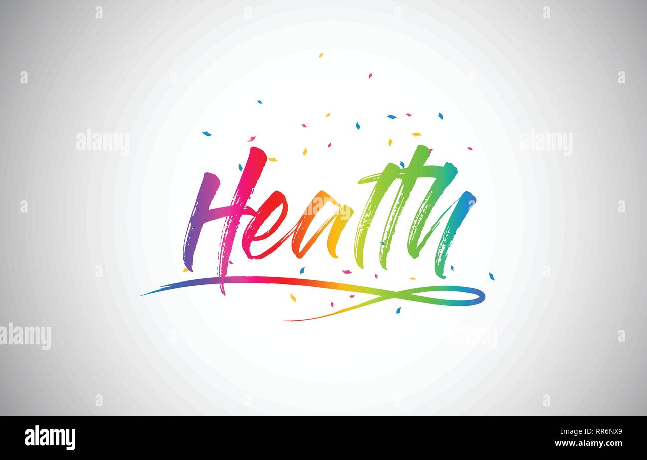 Health Creative Word Text with Handwritten Rainbow Vibrant Colors and ...