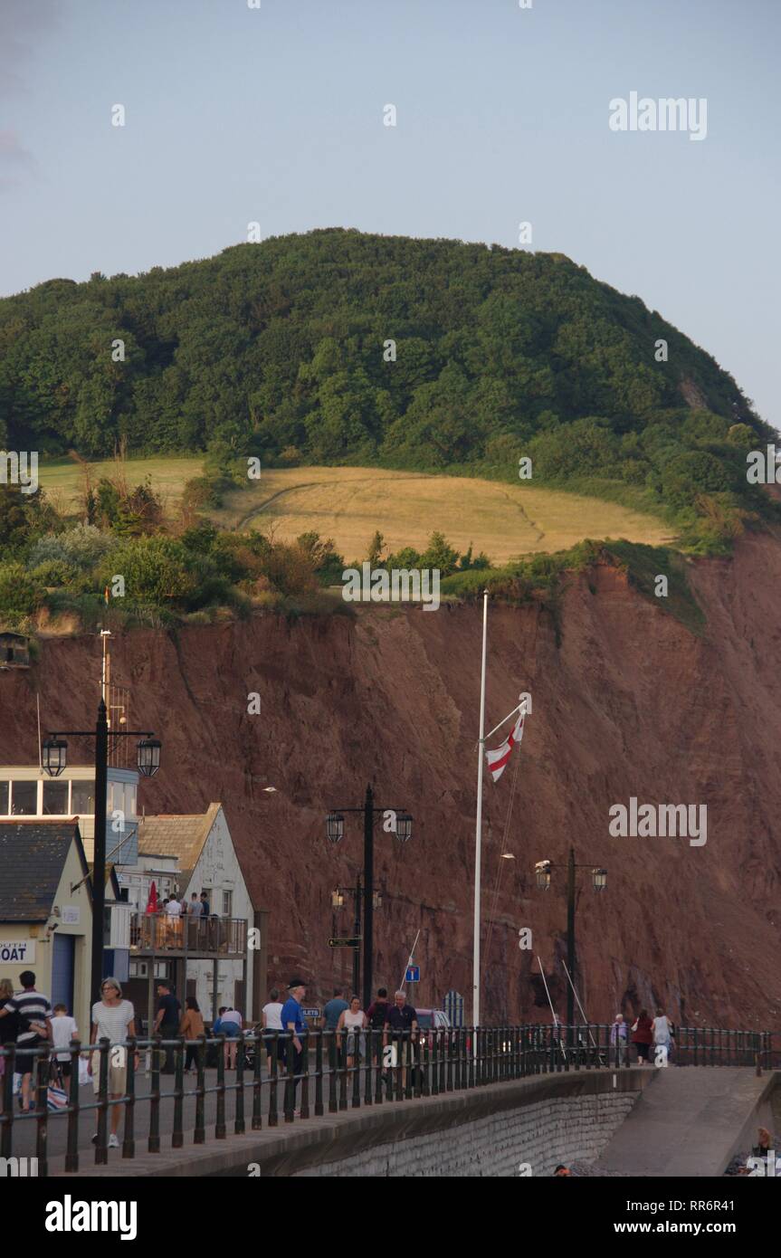 High Peak Sea Cliff of Red Triassic Otter Sandstone. Sidmouth, East ...