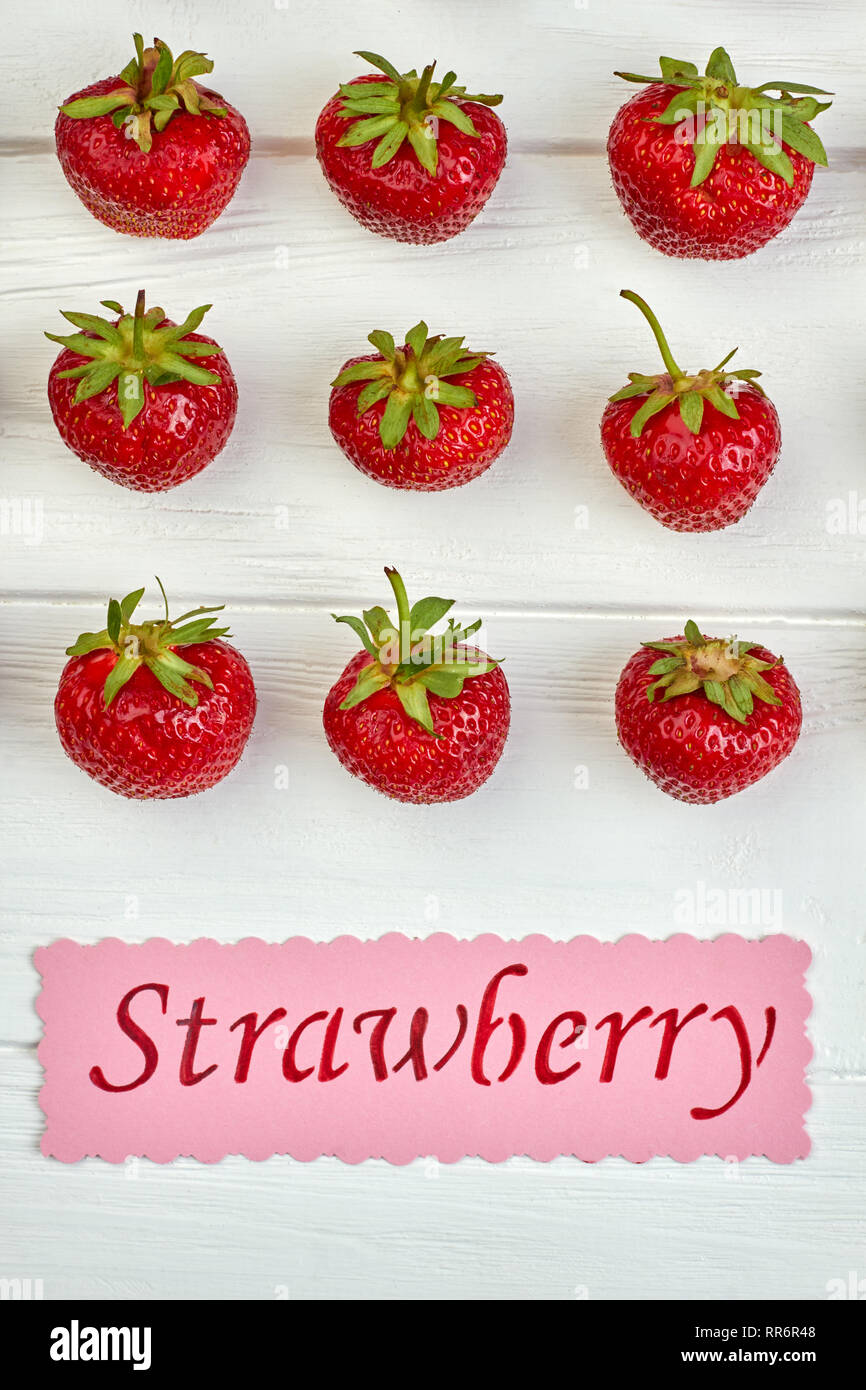 Red sweet strawberries and paper card Stock Photo - Alamy