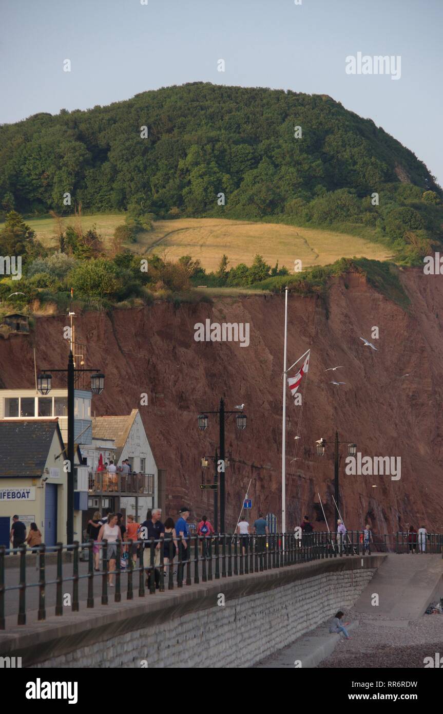 High Peak Sea Cliff of Red Triassic Otter Sandstone. Sidmouth, East ...