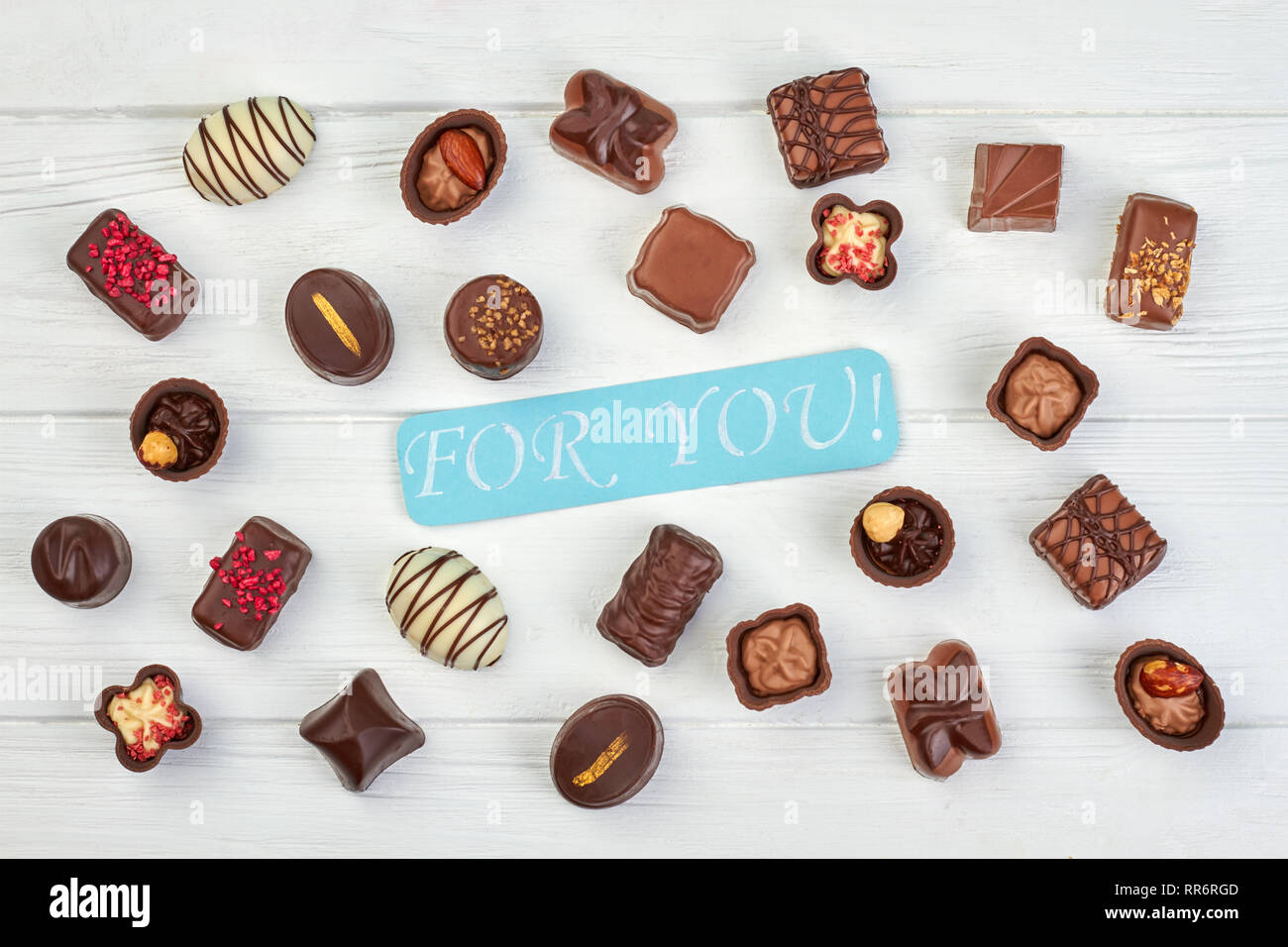 Valentines Day background with chocolate sweets Stock Photo - Alamy
