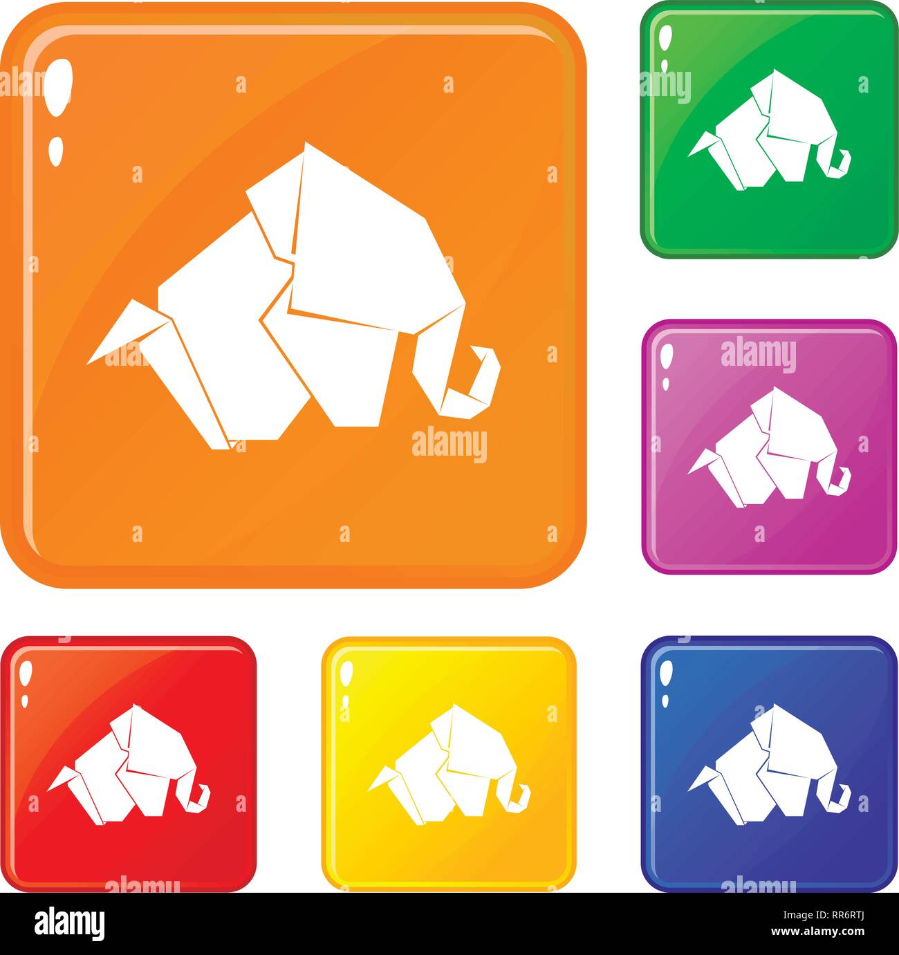 Origami elephant icons set vector color Stock Vector Image & Art - Alamy