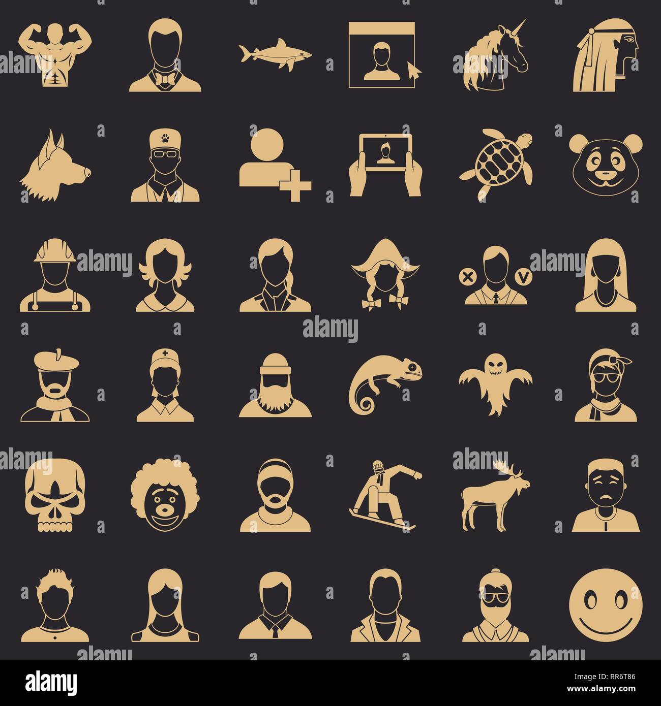 Avatar icons set, simple style Stock Vector Image & Art - Alamy