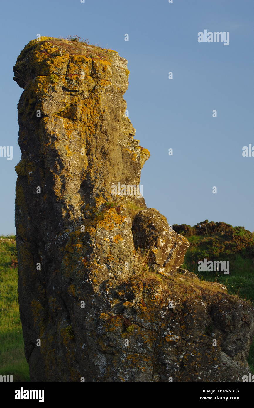 The Rock and Spindle at Sunset. Volcanic Neck of Tuff and Basalt ...