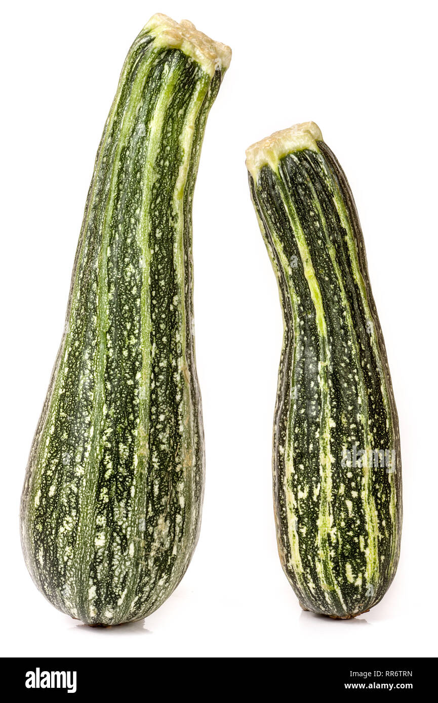 Two green zucchini isolated on white background Stock Photo - Alamy
