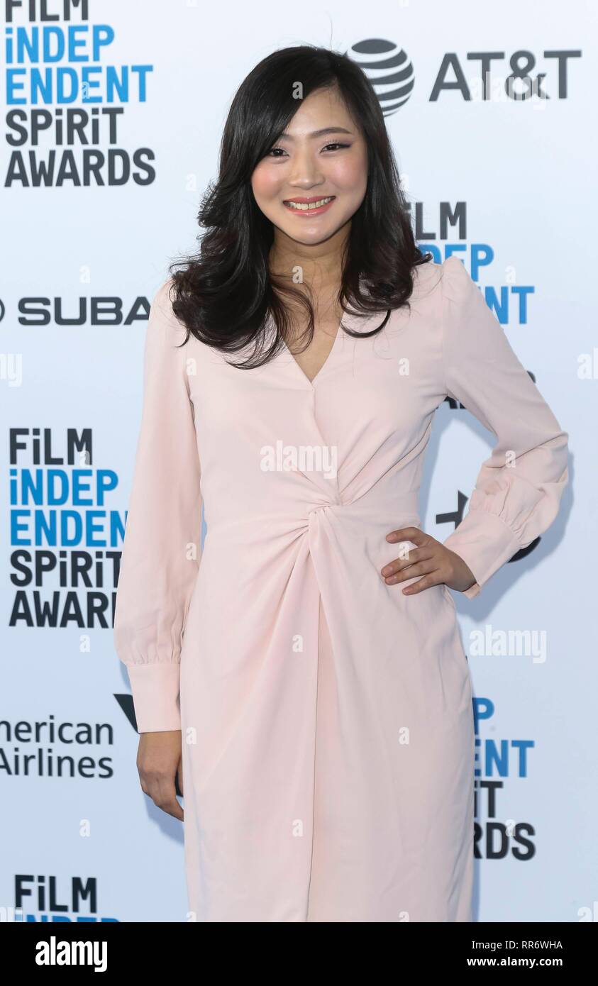 Michelle La arrives at the Film Independent Spirit Awards in a tent in ...