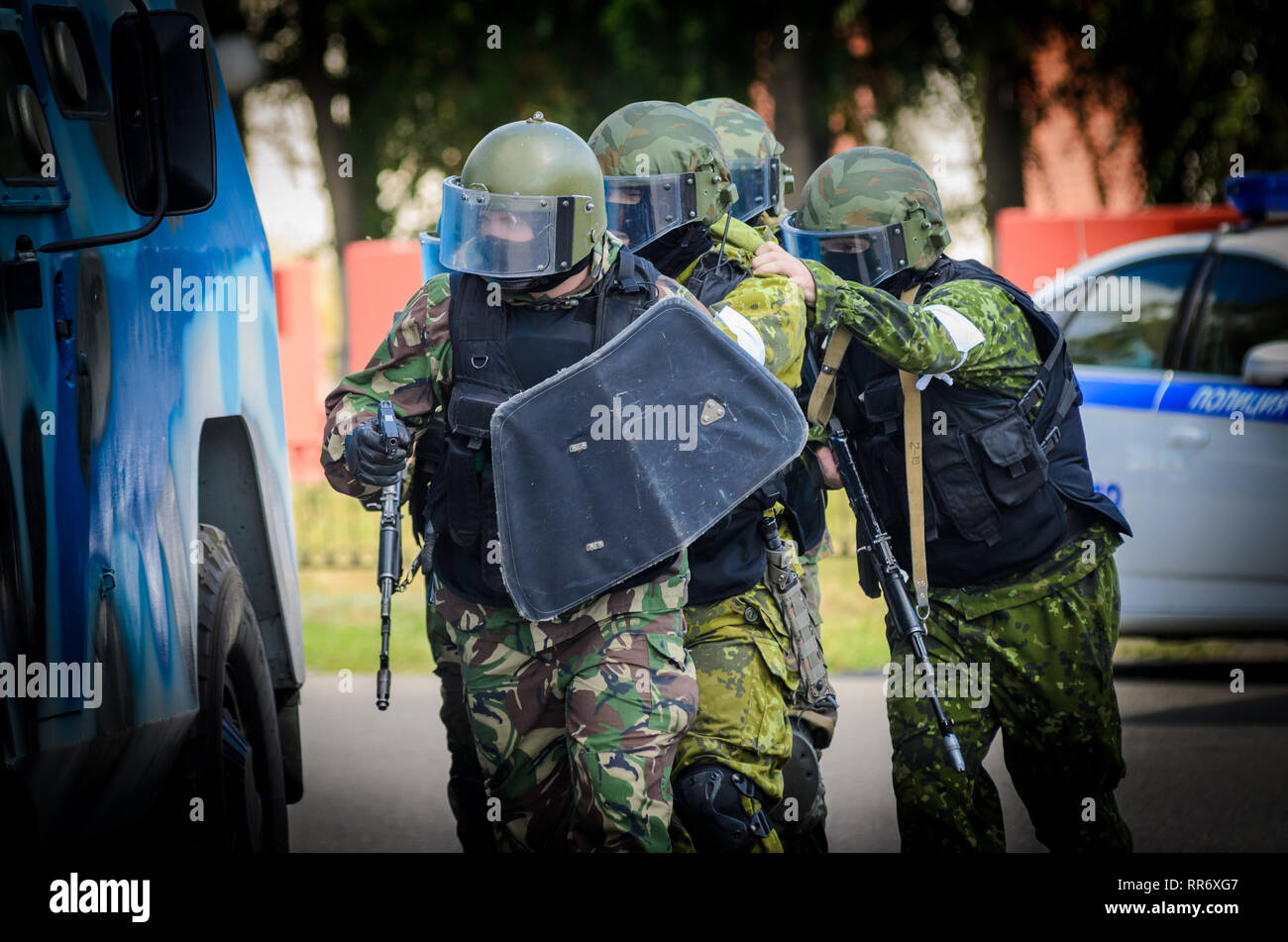 Tambov, Tambov region, Russia. 24th Feb, 2019. The detachment SOBR ...