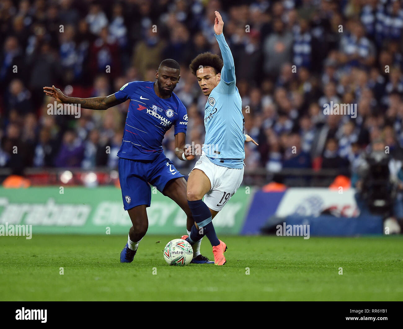 LEROY SANE OF MANCHESTER CITY IS CHALLENGED BY ANTONIO RUDIGER OF ...