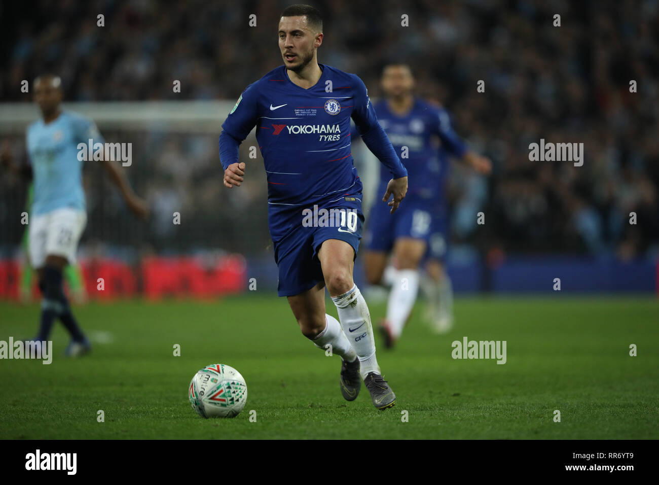 London, UK. 24th Feb, 2019. Eden Hazard (C) at the Carabao Cup Final ...