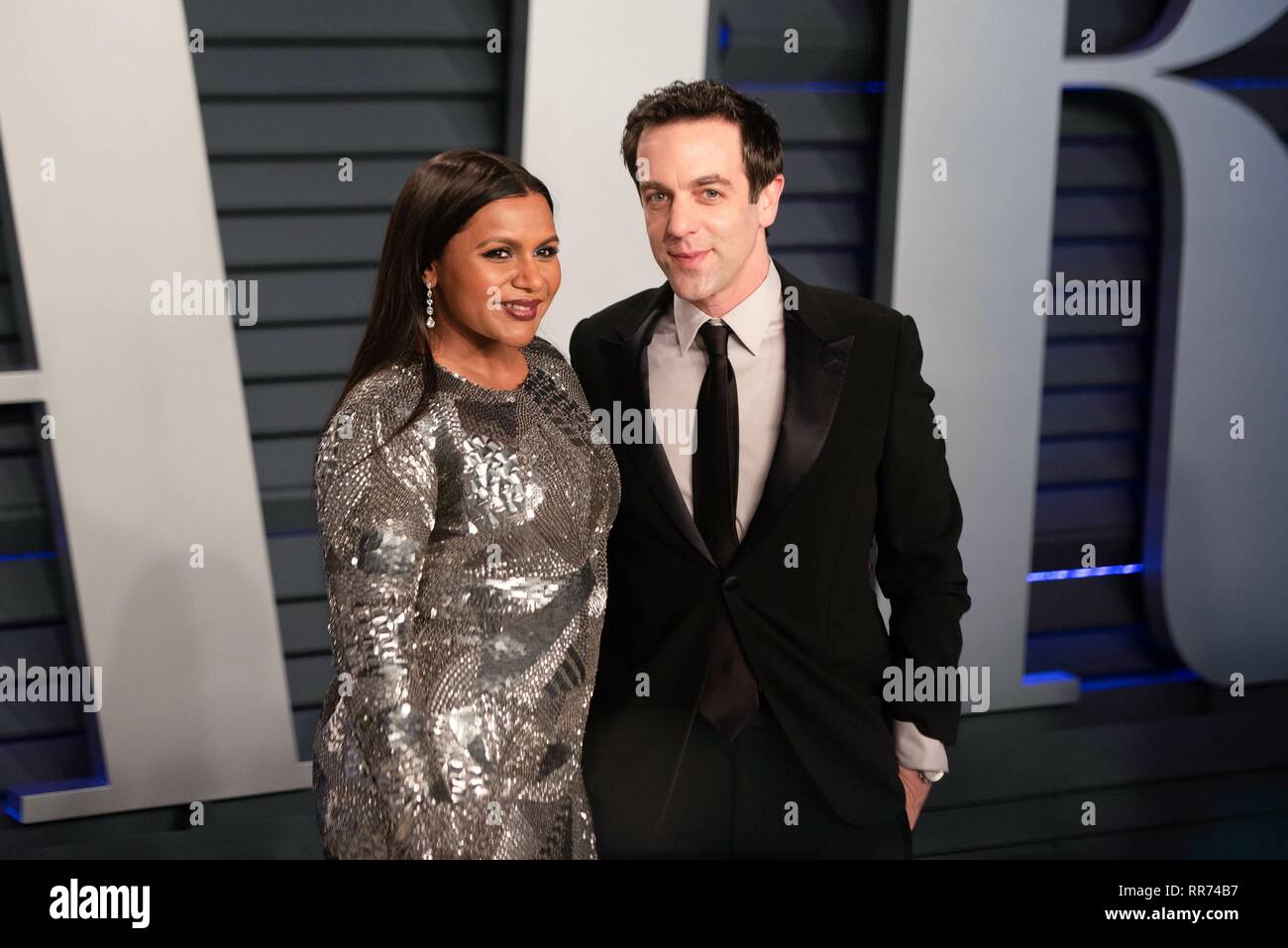 Beverly Hills, California, USA. 24th Feb, 2019. Mindy Kaling and B. J ...