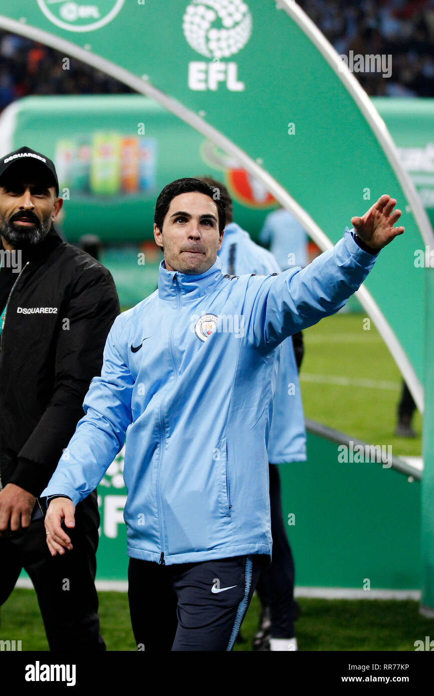 London, UK. 24th Feb, 2019. Manchester City assistant manager Mikel ...