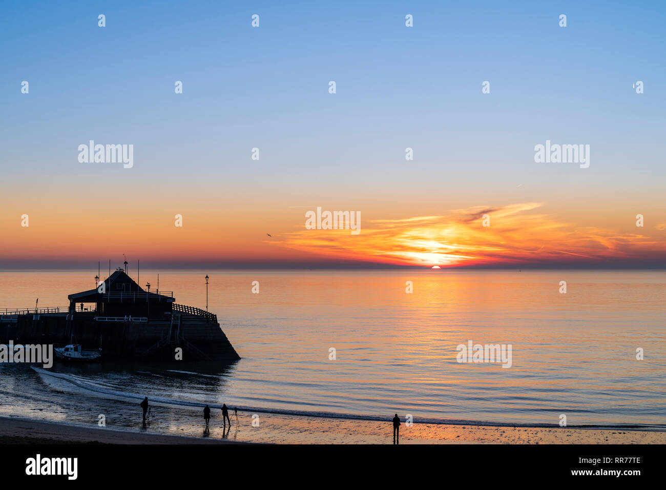 Sunrise, sunup, over the sea, English Channel, at Viking Bay and the ...