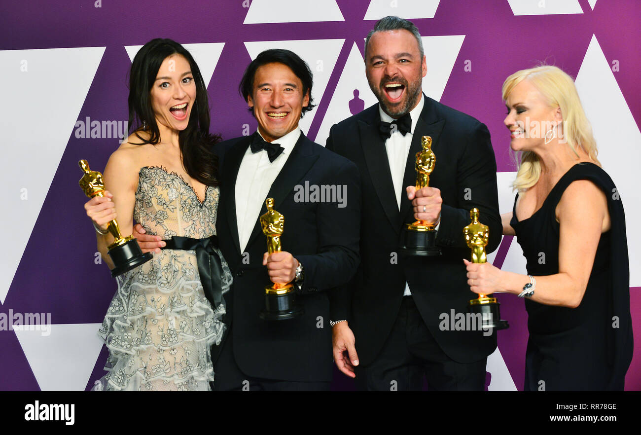 Los Angeles, USA. 24th Feb, 2019. Elizabeth Chai Vasarhelyi, Jimmy Chin ...