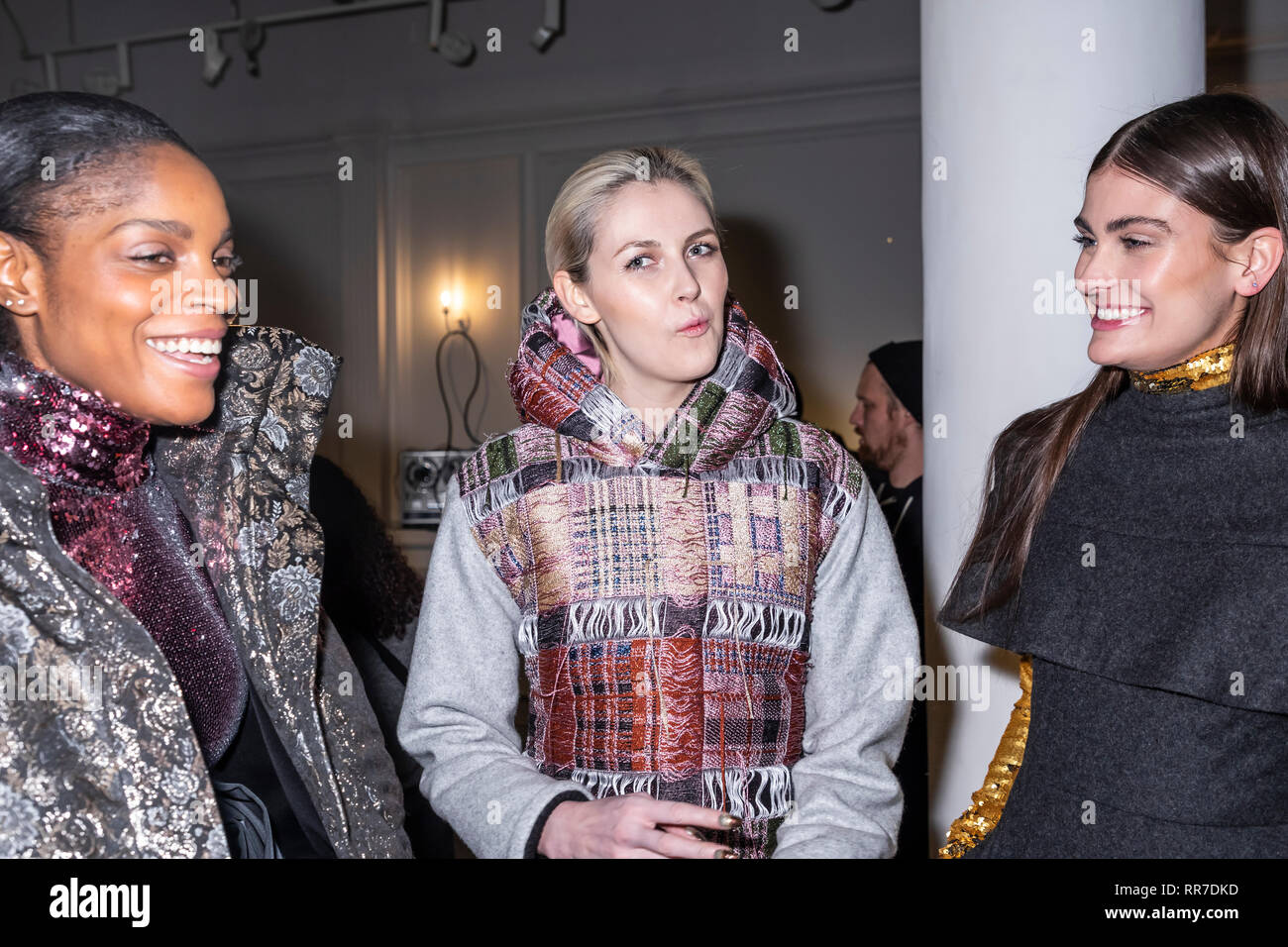 New York, NY, USA - February 6, 2019: Models show up dress for the ...