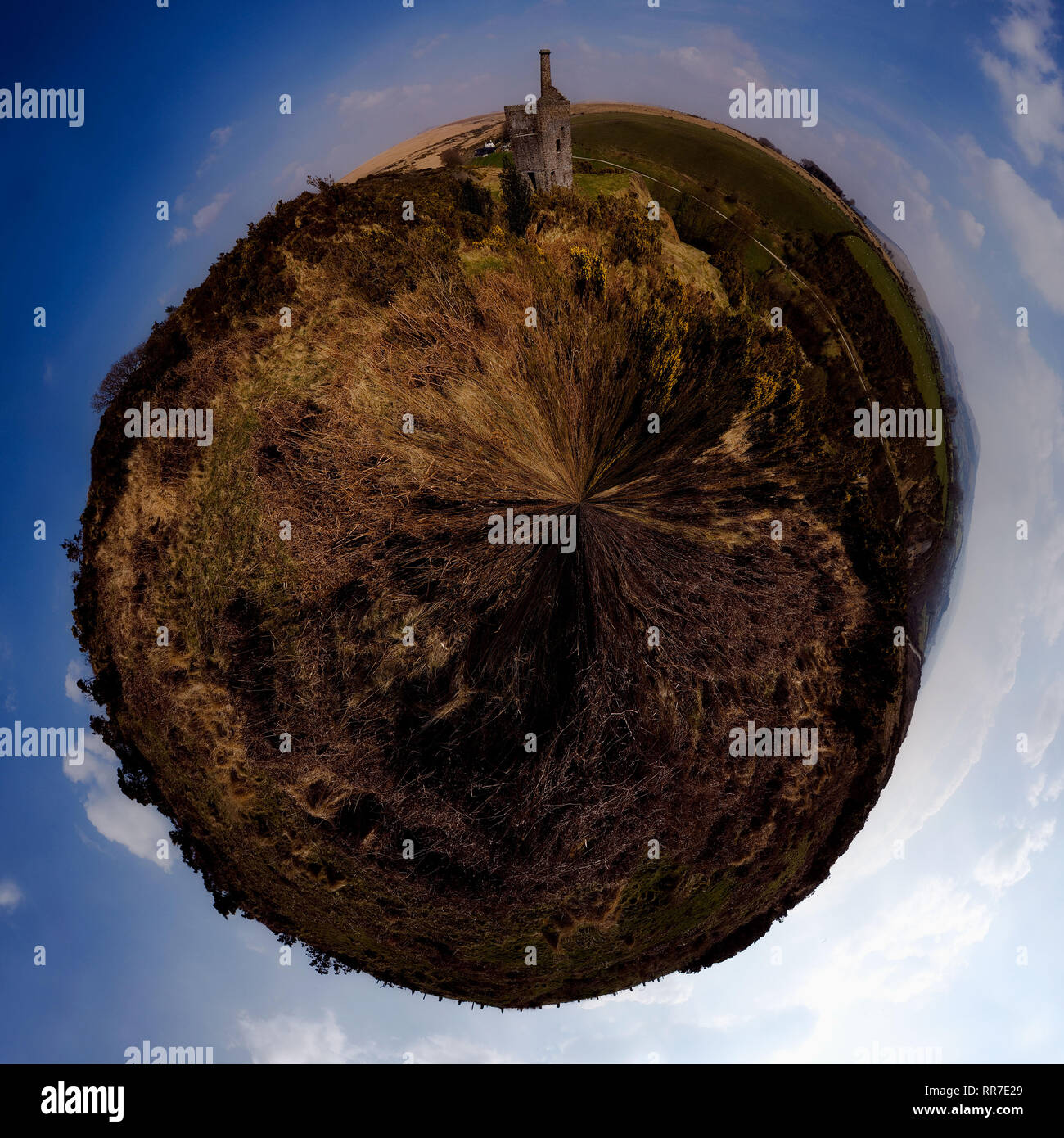A 360 degree panoramic image of Wheal Betsy Engine House on Dartmoor ...