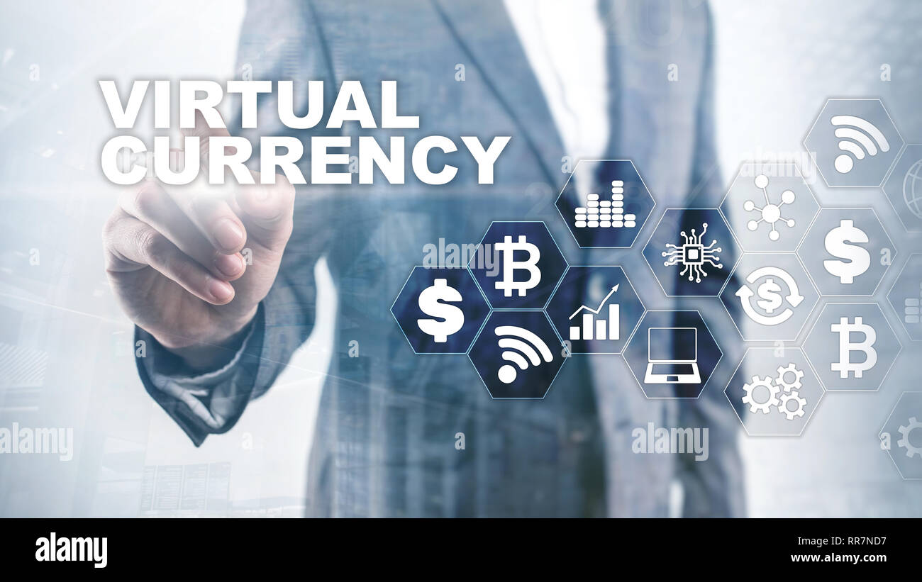 Virtual Currency Exchange, Investment concept. Currency symbols on a ...