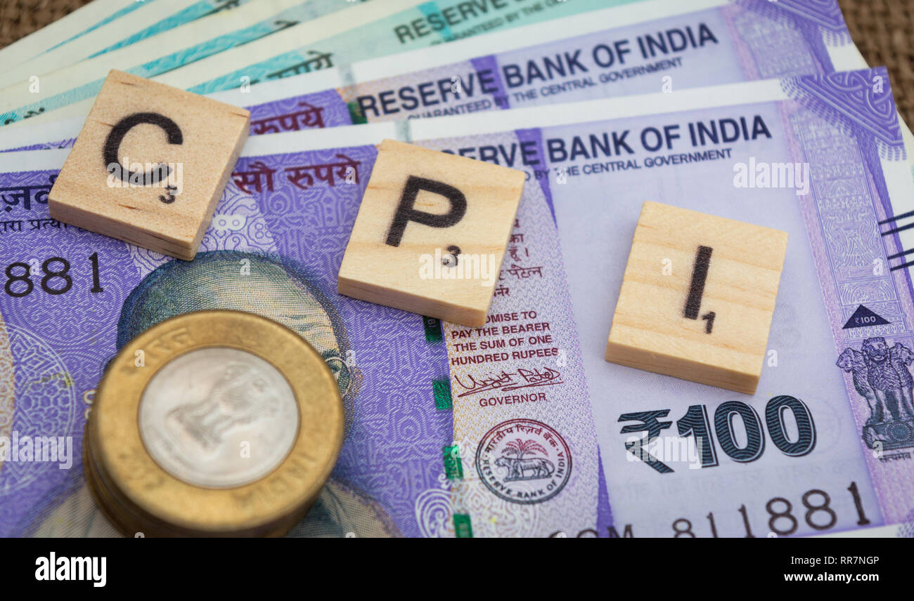 CPI Consumer Price Index word with Indian currency Stock Photo - Alamy