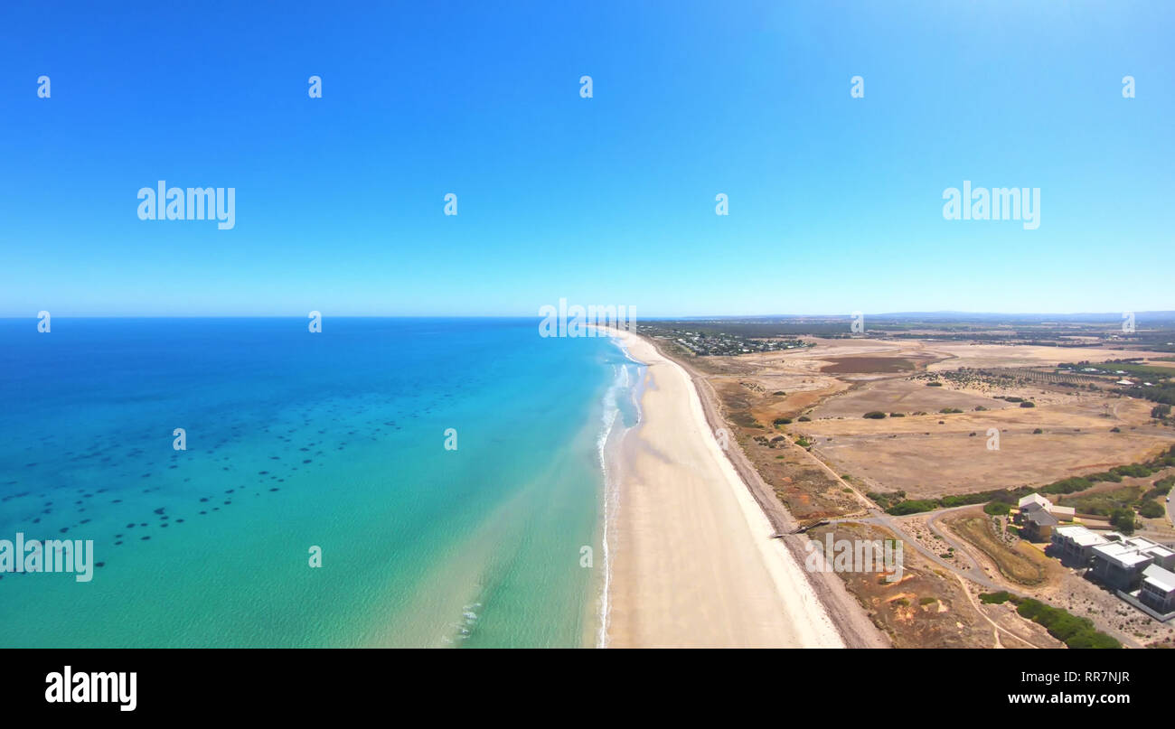 Drone aerial view of Australian wide open beach and coastline, taken at ...