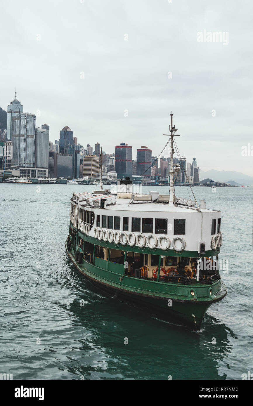 Ferry in Hong Kong taking passengers from Kowloon to the island Stock ...