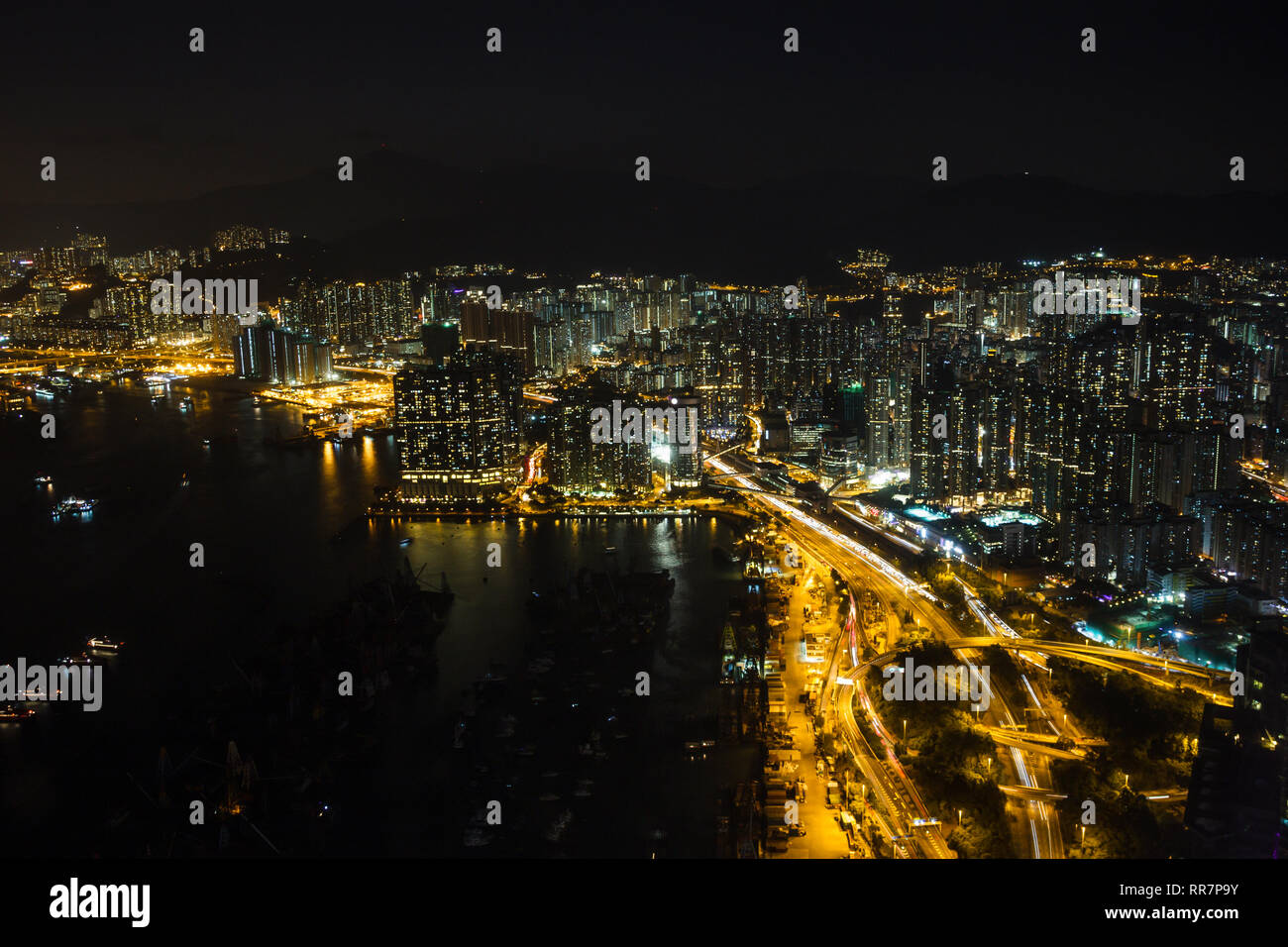 Beautiful view illuminated skyscrapers hi-res stock photography and ...