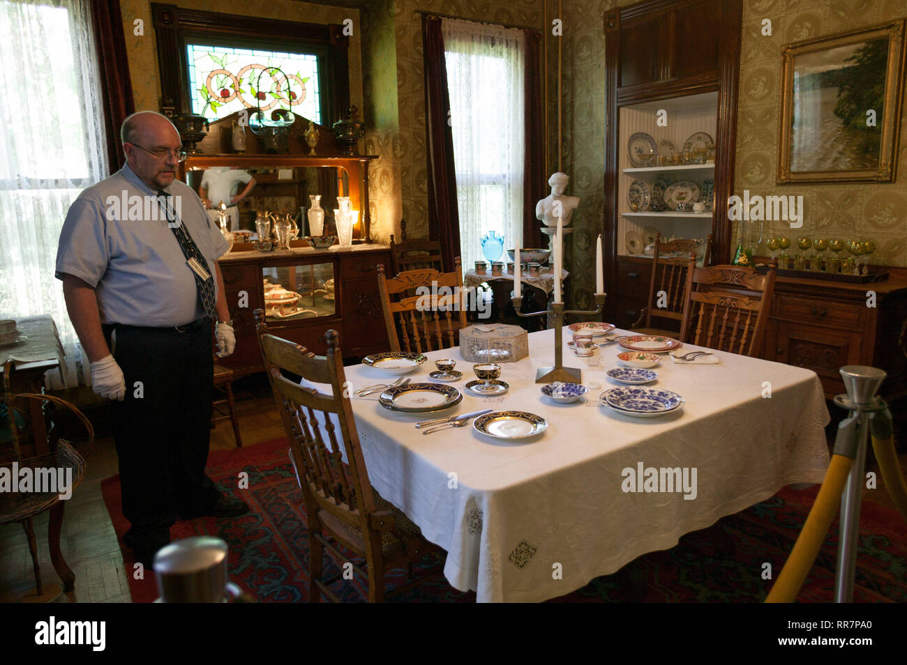A docent gives a tour of the President Warren G. Harding Home in Marion ...